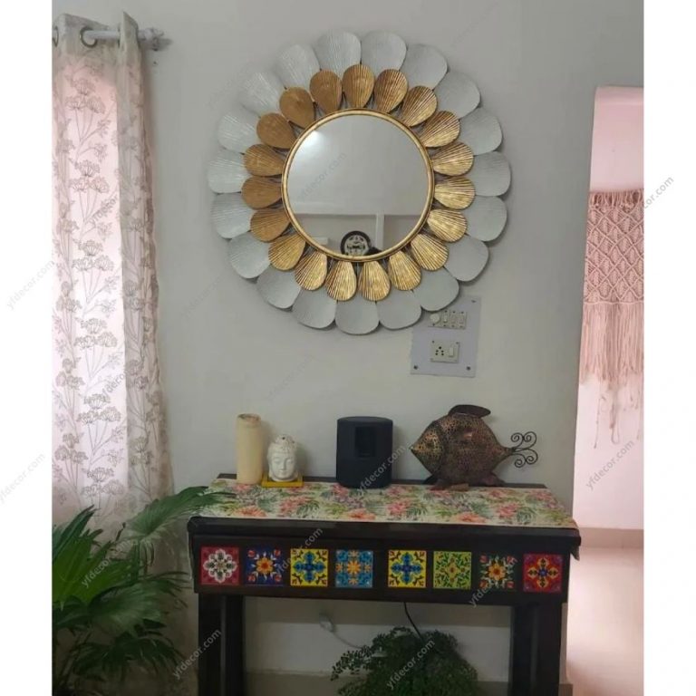 Collection of Golden Silver Petals Mirror Wall Art - YF Decor