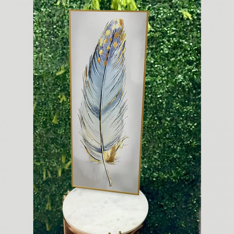 White Feather Crystal Glass Paintings for Wall Decor - YF Decor