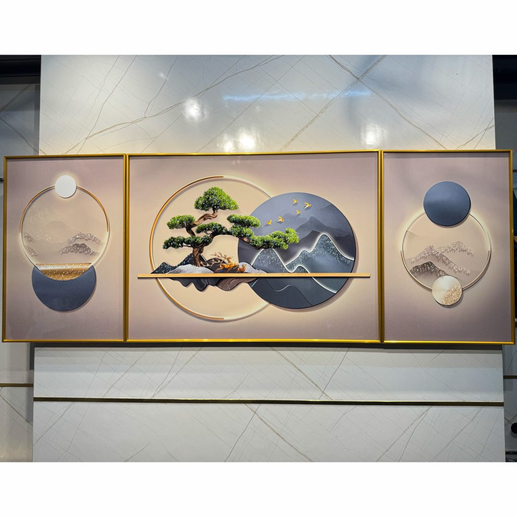 Buy Minimalistic Eternity Tree Crystal Glass Wall Painting - Set of 3 ...
