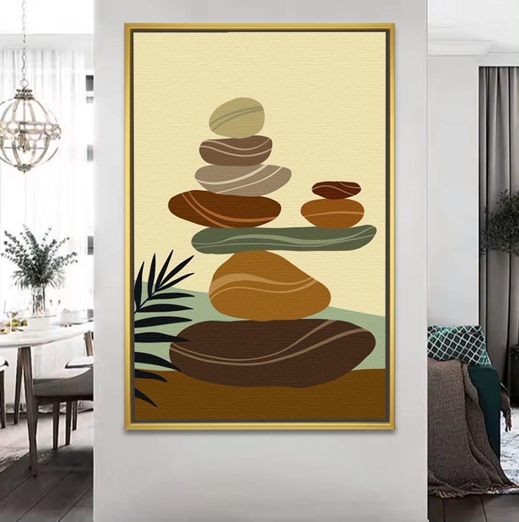 Buy Earthy Stacked Stones Zen Painting online in India - YF Decor